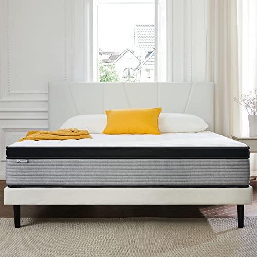 S SECRETLAND 14 Inch Hybrid Memory Foam Mattress with Individual Pocket Springs, King Bed in a Box, Pressure Relief and Cooler Cover, Medium Softer King Size