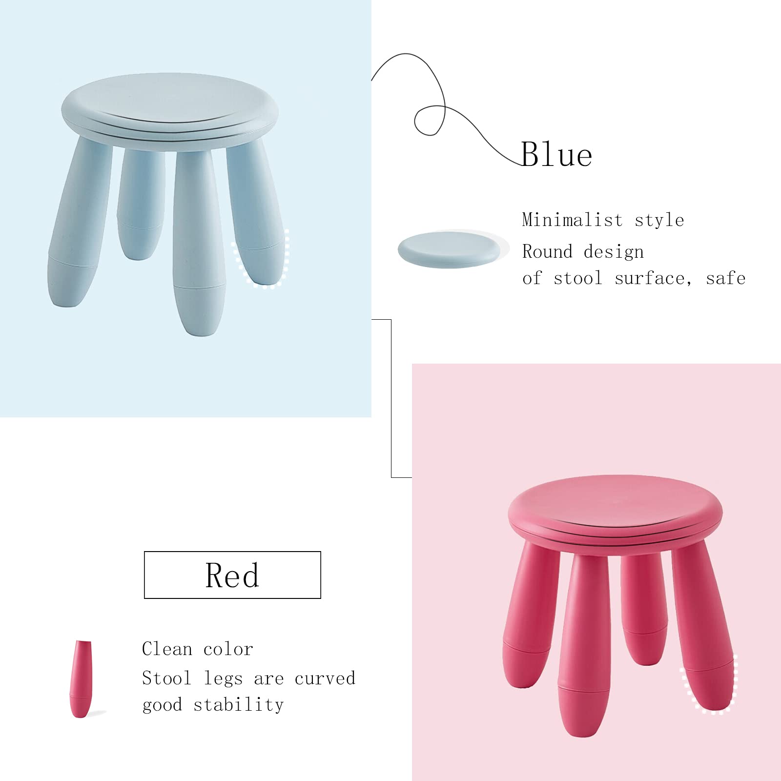 Soerreo Children's Footstools, Kindergarten Learning Stools, Plastic Light Footstools are Durable and Movable (Red Wine)