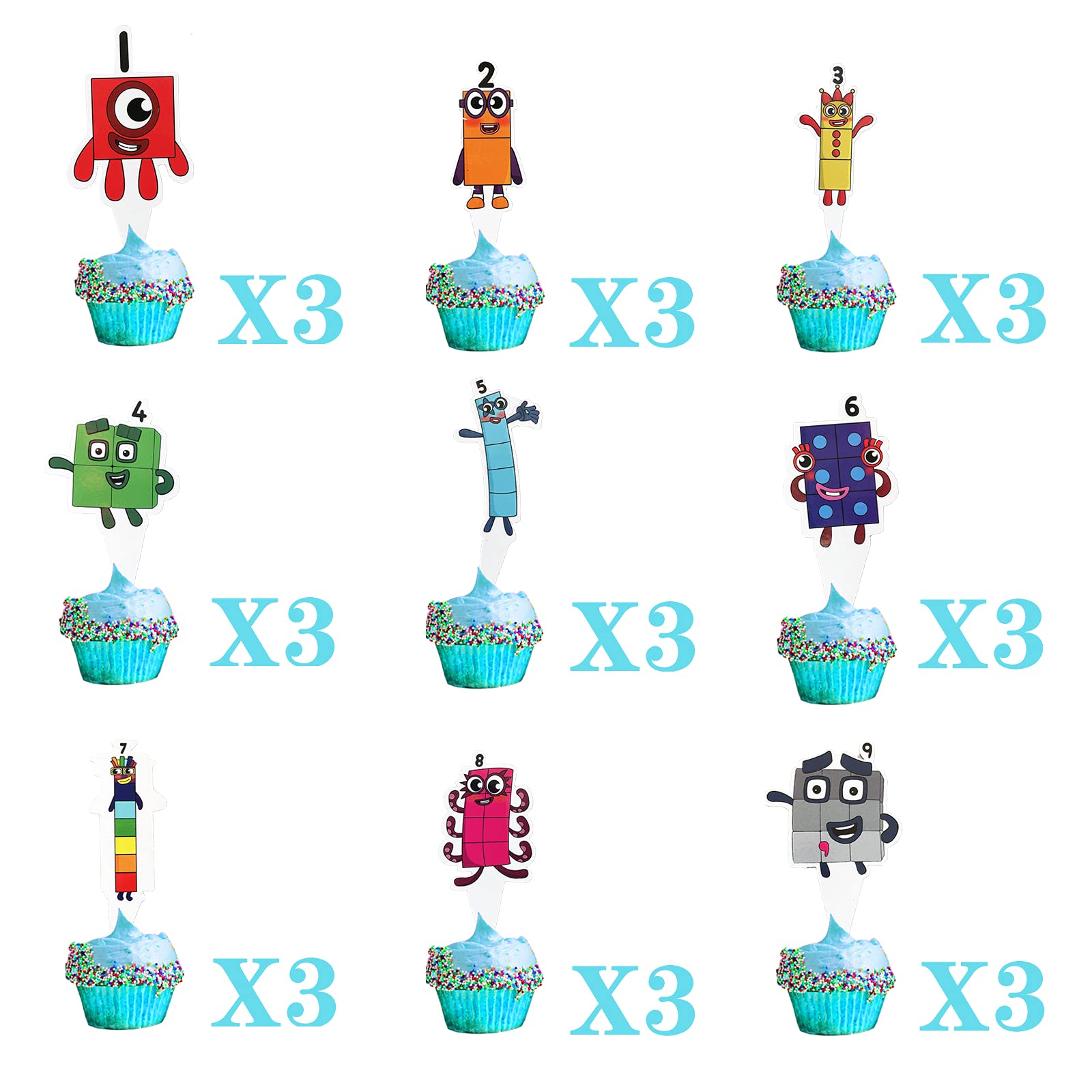 Win3terz Cake Topper Cupcake Toppers 1 Pcs Big Cake Topper And 27pcs Cupcake Toppers Birthday Cake Decoration For 4th Fourth Birthday