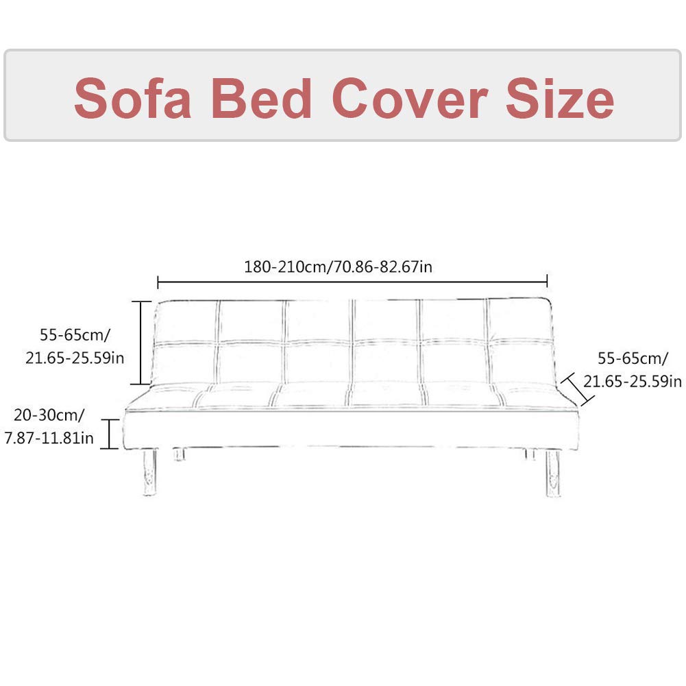 MIFXIN Armless Sofa Cover Futon Slipcover Stretch Elastic Polyester Folding Sofa Bed Non-Armrest Couch Furniture Protector Spandex Printed Washable Sofa Cover Without Armrests (Grey Blue Leaf)