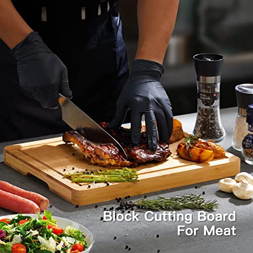 Thick Bamboo Cutting Board and Bamboo Kitchen Drawer Organizer Large Silverware Tray for Spoon Fork Flatware (7-9 Slot)