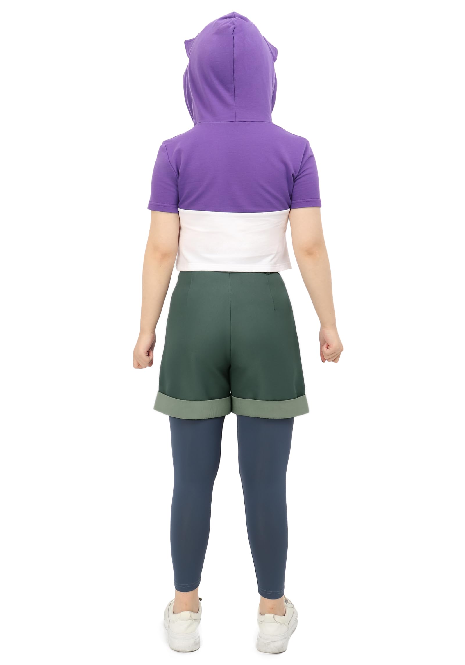 DAZCOS Women's US Size Purple White Hoodie Cosplay Costume Outfit with Tights (Medium)
