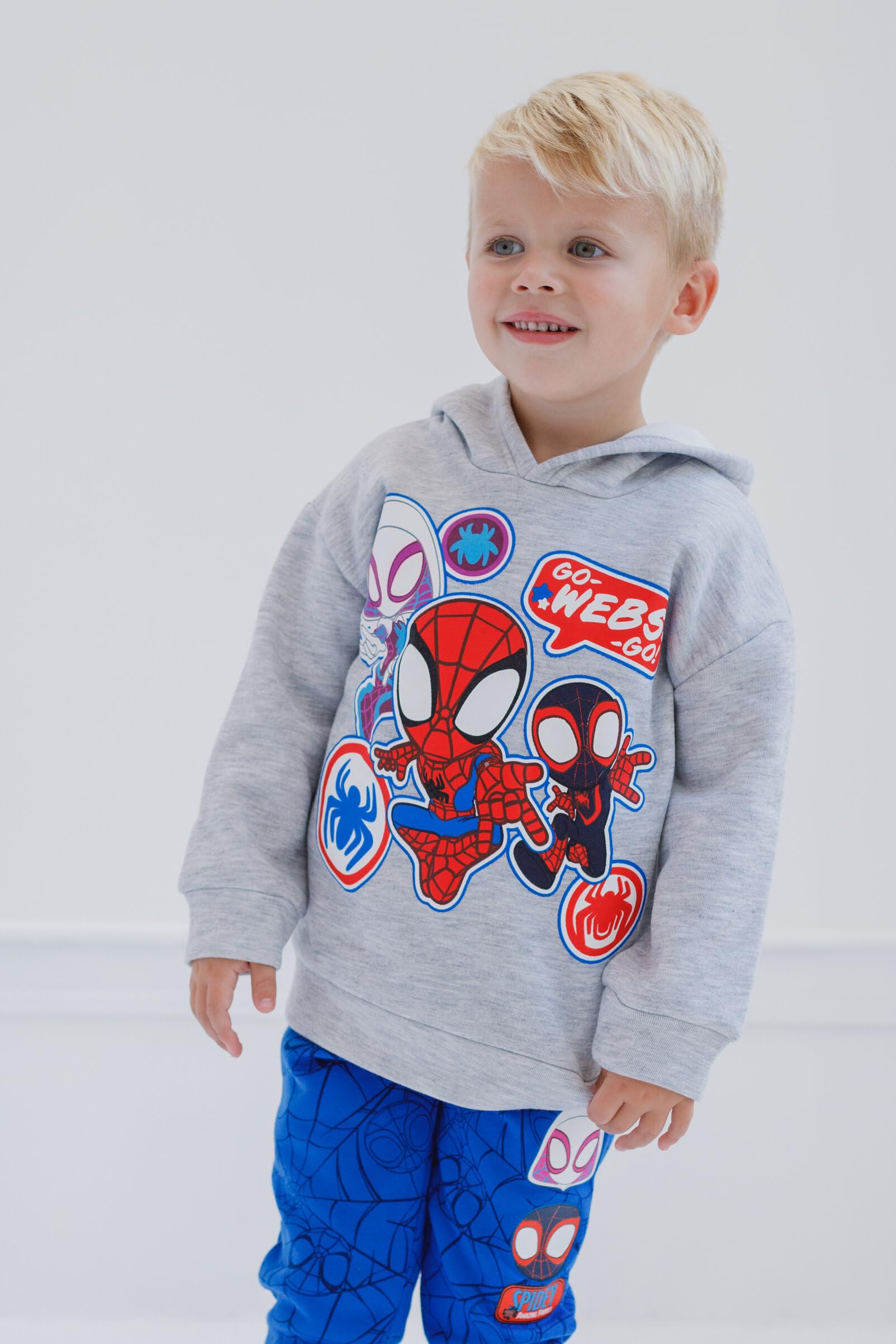Marvel Spidey and His Amazing Friends Toddler Boys Fleece Hoodie Pants Set Gray/Blue 3T