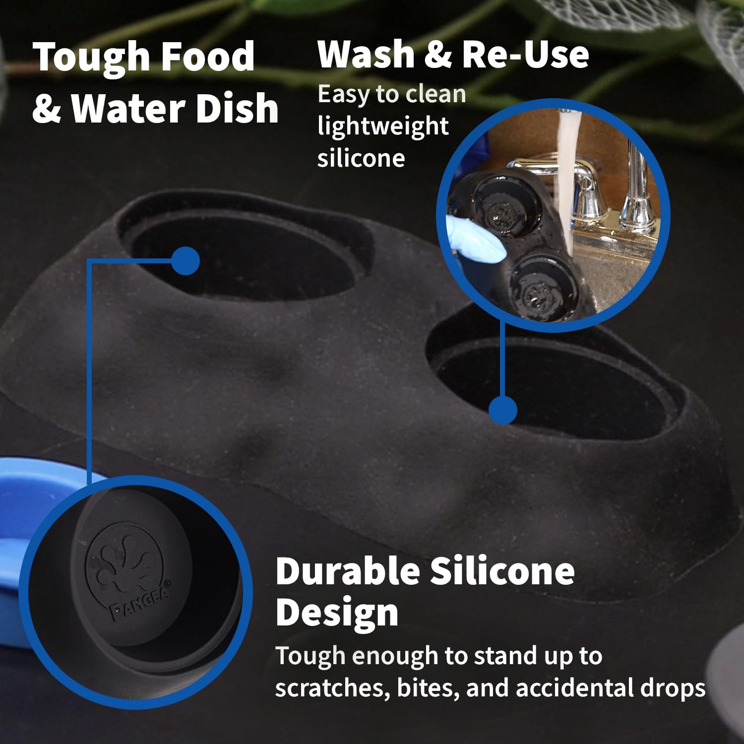 Pangea Ultimate Eco Dish, Crested Gecko Food and Water Bowl for Terrestrial Lizards, Durable Silicone Feeding Accessory for Reptile Terrariums 3.125in x 5.5in (Grey Marble)