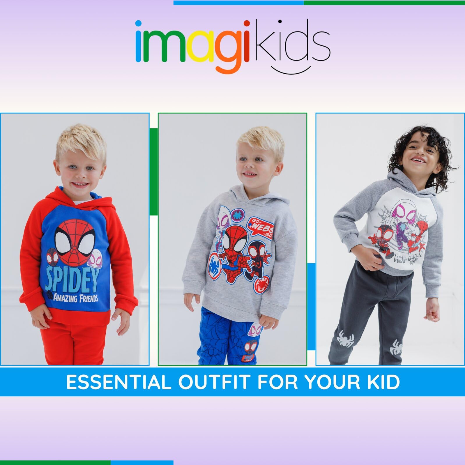 Marvel Spidey and His Amazing Friends Toddler Boys Fleece Hoodie Pants Set Gray/Blue 3T