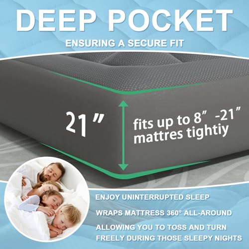 JTE Twin Mattress Pad for Back Pain, 100% Waterproof Extra Thick Quilted Fitted Mattress Protector, Breathable Cooling Mattress Topper Bed Cover Pillow Top 8-21" Deep Pocket(39 * 75 Inches, White)