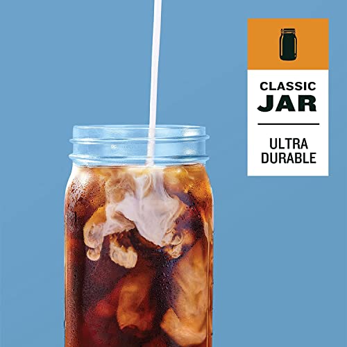 County Line Kitchen - Heavy Duty Glass Mason Jar Pitcher - Wide Mouth, 2 Quart (64 oz / 1.9 Liter), Sky Blue