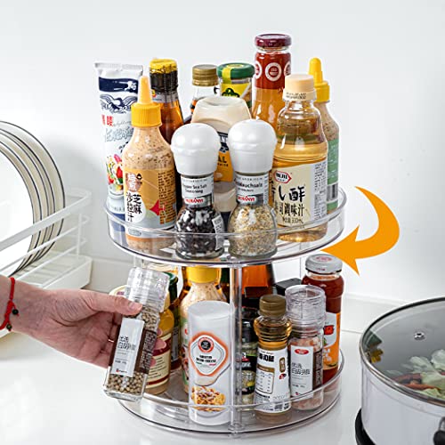 yulumaoyi Lazy Susan Turntable for Cabinet Plastic Clear 2 Tier Lazy Susan Cabinet Organizer Removable AKA-PL-398 not