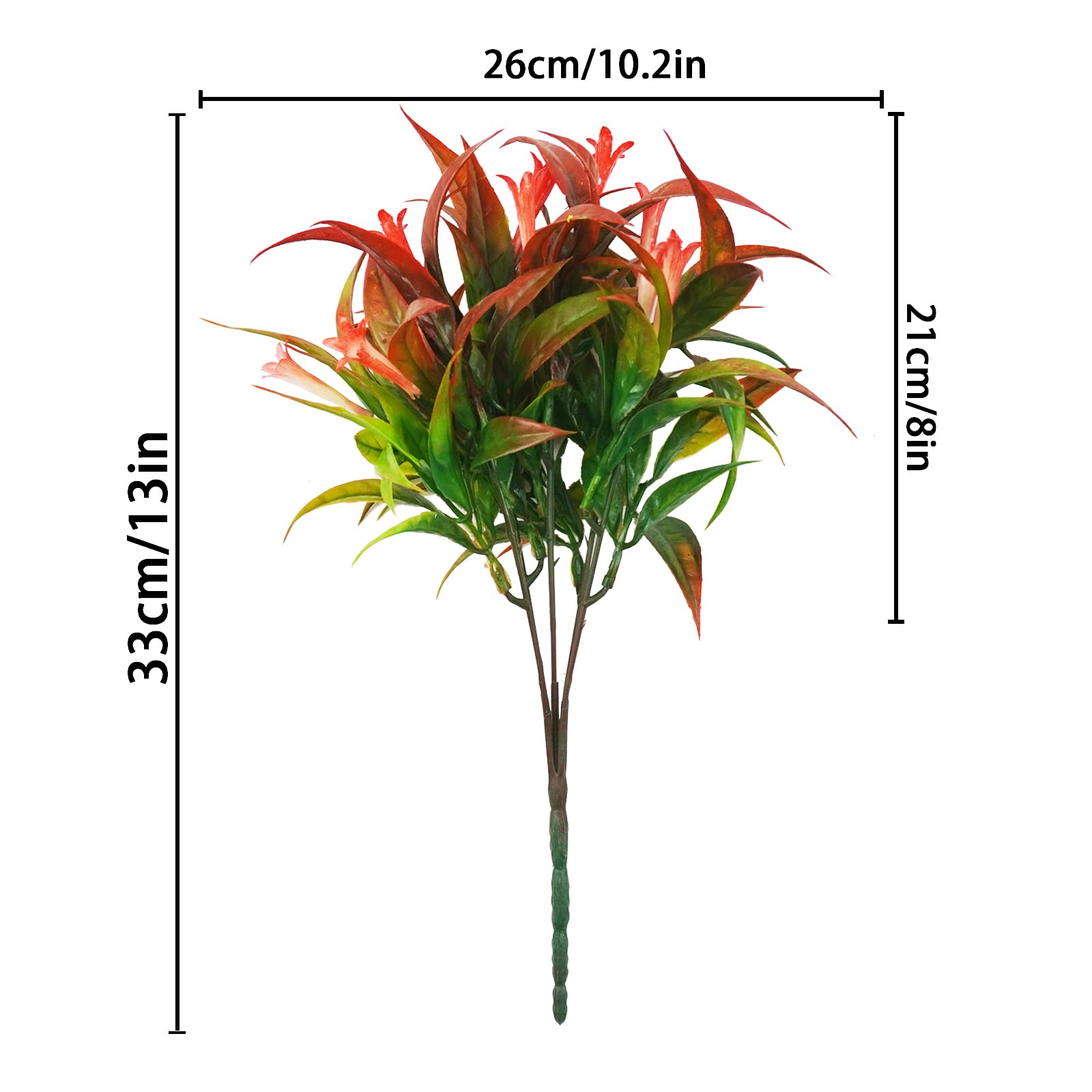 Uieke 6Pcs Outdoor Artificial Plants UV Resistant Fake Flowers Plastic Plants Morning Glory Greenery Shrubs for Outside Home Garden Patio Window Box Summer Fall Décor Red