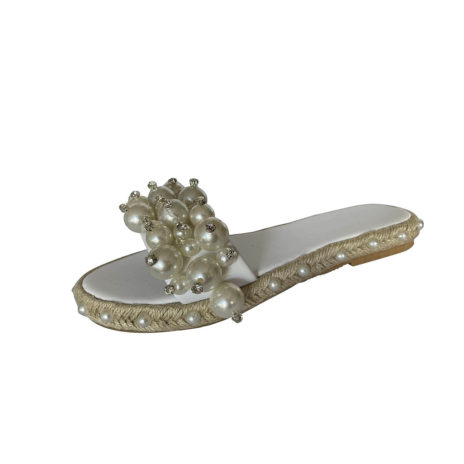 Aniywn Women's Pearl Sandals Casual Summer Beach Travel Indoor Outdoor Slipper Comfy Wide Width Flip Flops