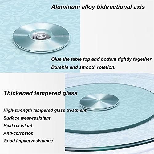 Lazy Susan Turntable for Kitchen - 24" 36" 40" Transparent Rotating Round Turntable with Auxiliary Wheel design, 360 Degree Swivel Dining Table Serving Tray, Aluminum alloy (Size : 90cm/35.4in)