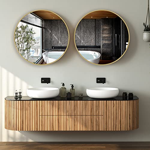 URnicehome Round Mirror 36 Inch Gold Circle Wall Mirror Metal Framed Mirror for Bedroom Bathroom Living Room Entryways Washrooms and More