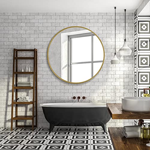 URnicehome Round Mirror 36 Inch Gold Circle Wall Mirror Metal Framed Mirror for Bedroom Bathroom Living Room Entryways Washrooms and More