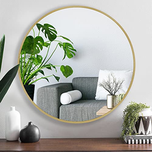 URnicehome Round Mirror 36 Inch Gold Circle Wall Mirror Metal Framed Mirror for Bedroom Bathroom Living Room Entryways Washrooms and More