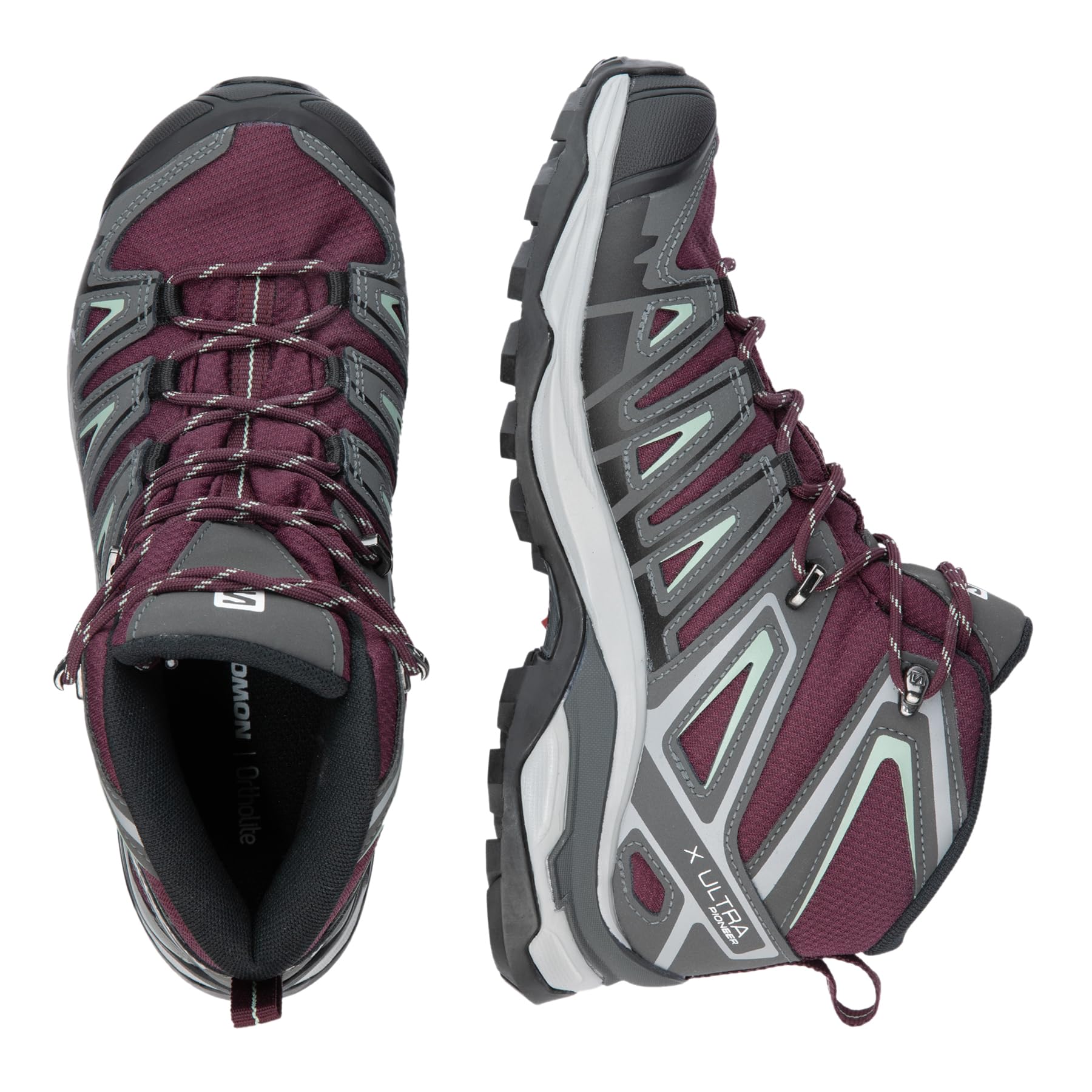 Salomon Women’s X Ultra Pioneer Mid ClimaSalomon Waterproof Hiking Boot - Wine Tasting/Magnet/Granite Green - 9