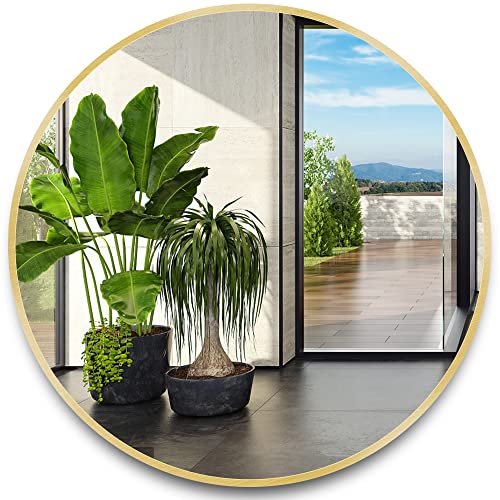 URnicehome Round Mirror 36 Inch Gold Circle Wall Mirror Metal Framed Mirror for Bedroom Bathroom Living Room Entryways Washrooms and More