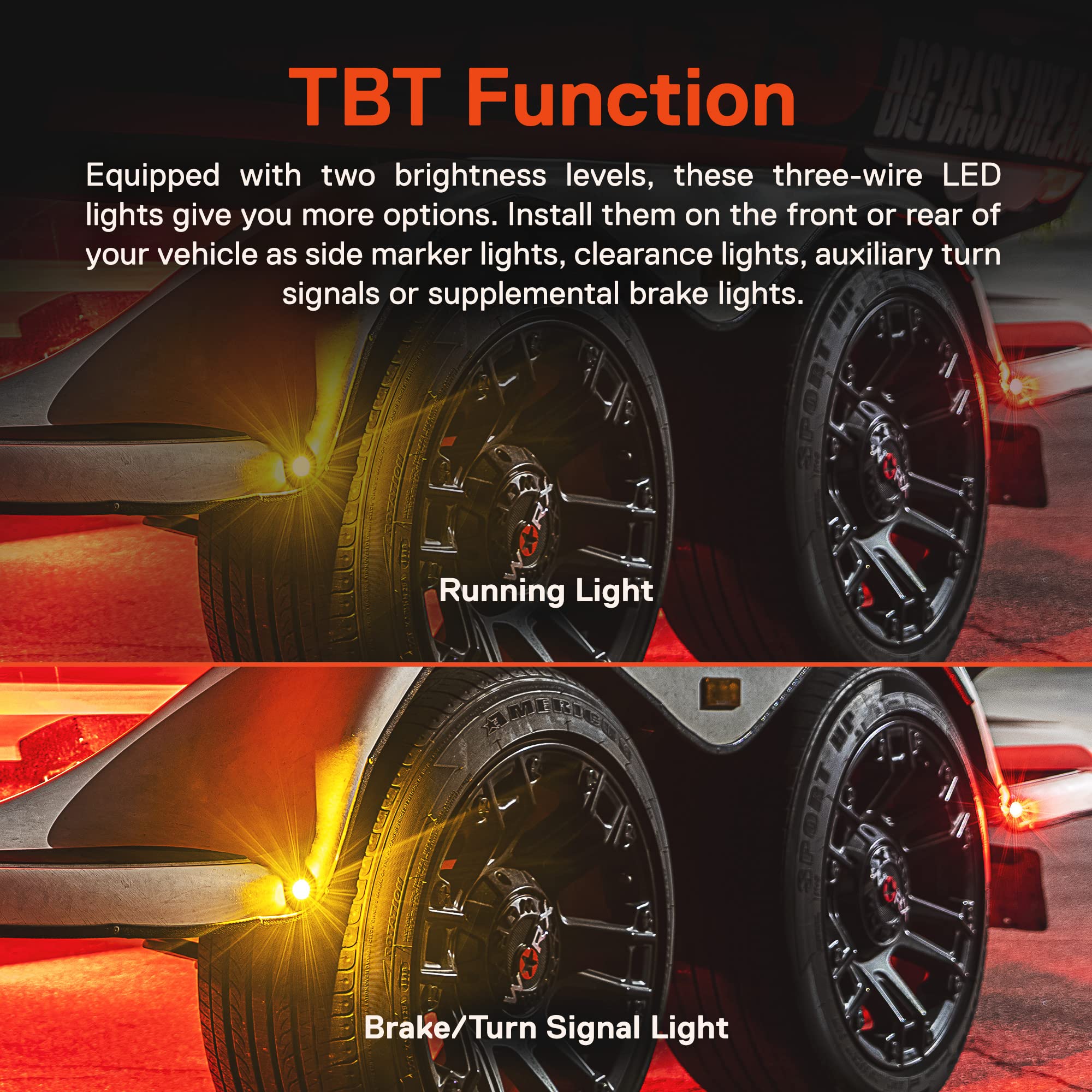 TRUE MODS 10pc 3/4" Inch Round Amber Trailer 12V LED Marker Light [3 Wire/DRL & Turn Signal] [DOT FMVSS 108] [SAE P2PC] [Semi-Spherical Output] [IP67 Waterproof] Small Marker Lights for Trailer Truck