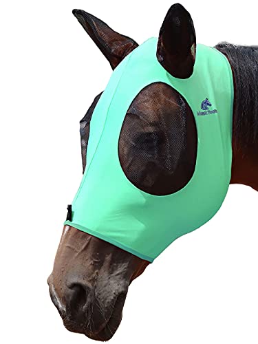 Mask Tech Horse Fly Mask Elasticity Breathable Fabric with UV Protection Soft Mesh for Horse Summer Mint L
