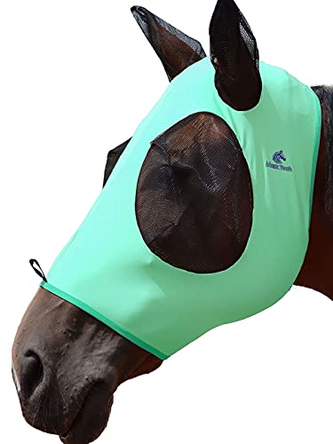 Mask Tech Horse Fly Mask Elasticity Breathable Fabric with UV Protection Soft Mesh for Horse Summer Mint L