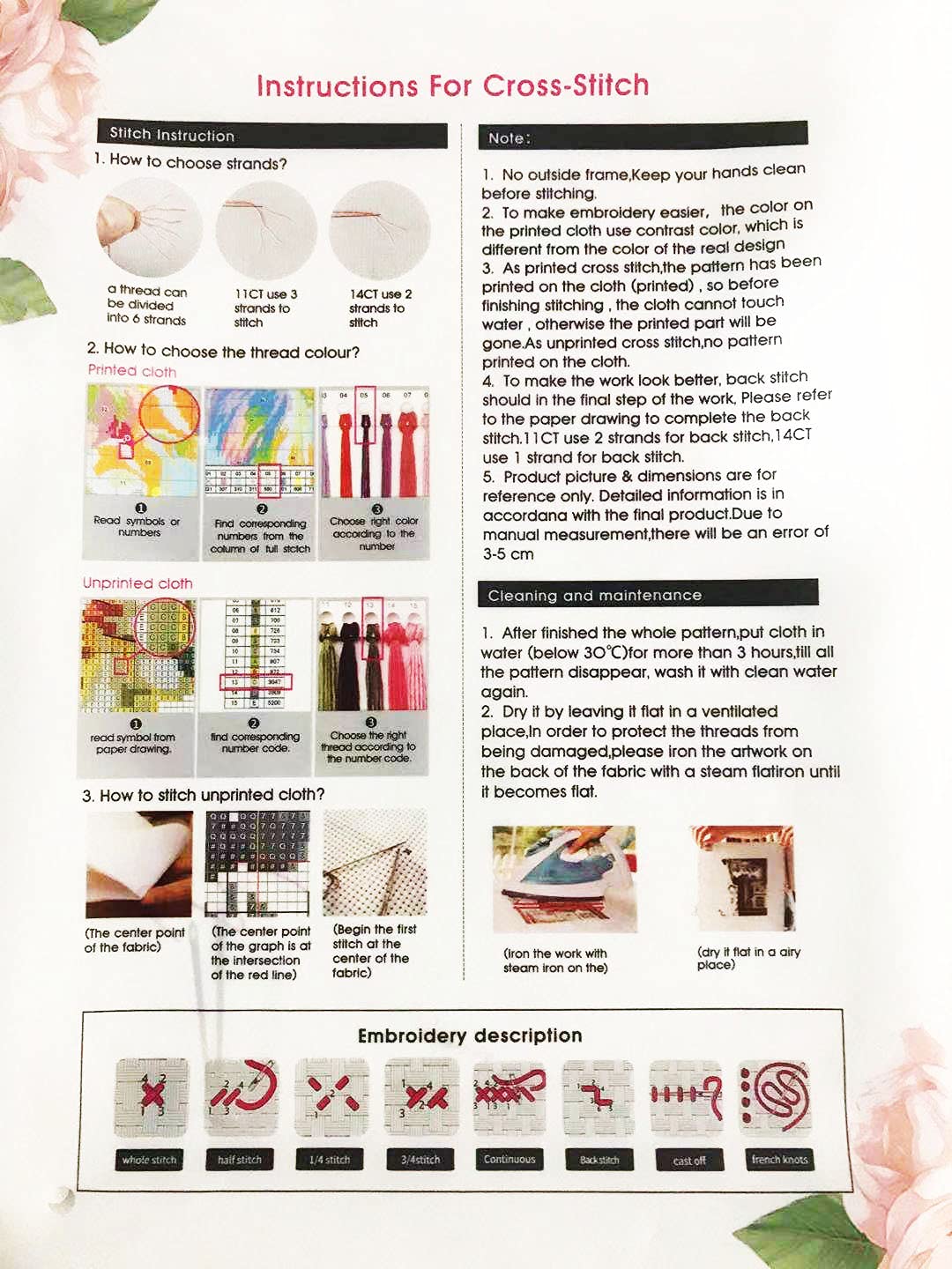 MONDART Stamped Cross Stitch Kit A Full Range of Embroidery Starter Kits for Beginners-Butterfly Love Flower 18 (Printed Cloth 11CT, 14.17×17.32-inch)