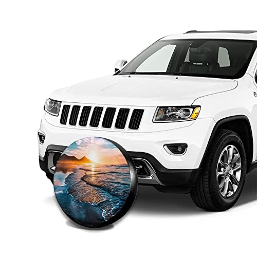 Zhung Ree Spare Tire Cover Amazing Beach Sunset Tire Cover Waterproof Dust-Proof Universal for Jeep,Trailer, RV, SUV and Many Vehicle 14 inch