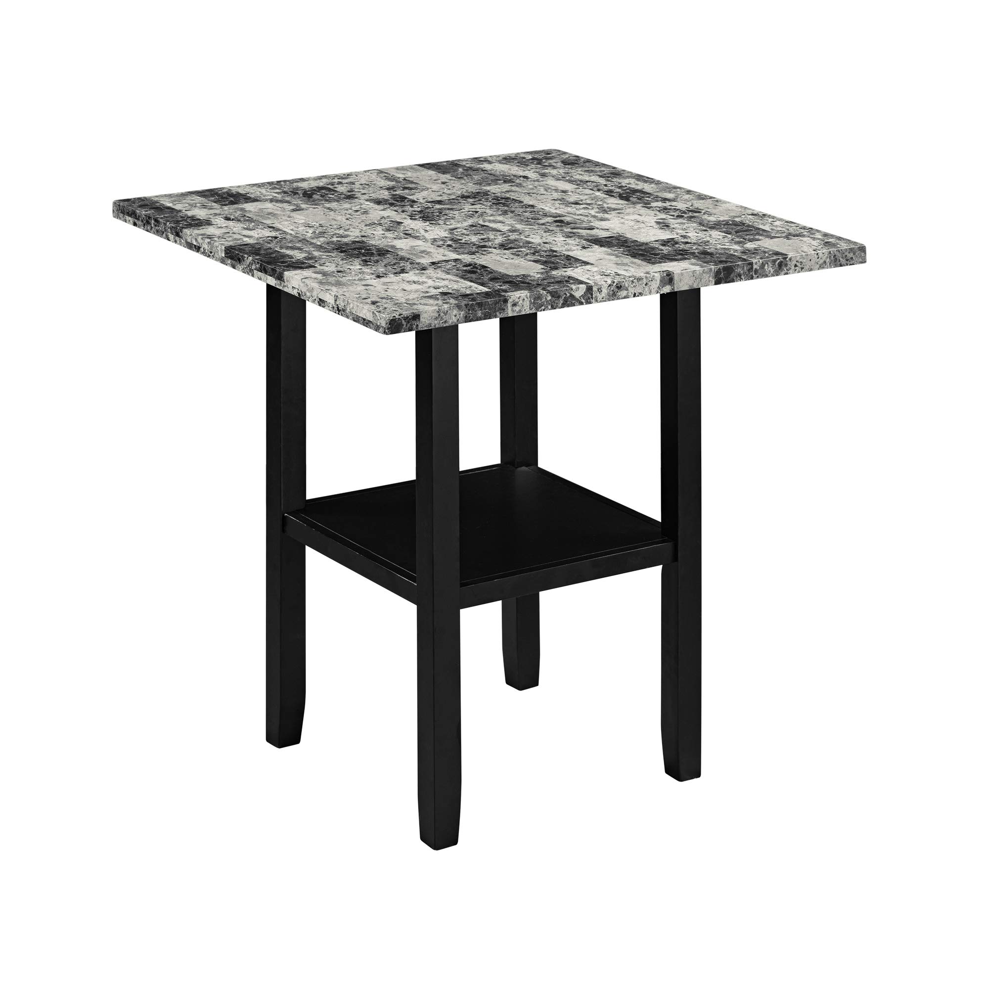 XD Designs 5 Piece Dining Set for Dining Room Wood Marble Veneer Dining Table with Bottom Shelf 4 PU Leather Chairs WNail Head Trim Small Spaces Gray Grey