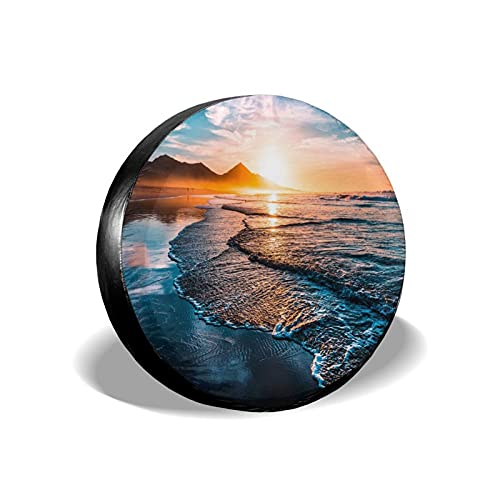 Zhung Ree Spare Tire Cover Amazing Beach Sunset Tire Cover Waterproof Dust-Proof Universal for Jeep,Trailer, RV, SUV and Many Vehicle 14 inch