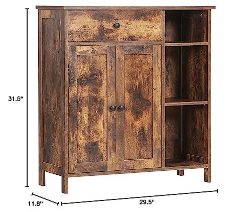Irontar Bathroom Cabinet with Doors, Bathroom Floor Cabinet with Drawer & Adjustable Shelf, Kitchen Cupboard, Storage Cabinet for Bathroom, Living Room, Rustic Brown CWG001X