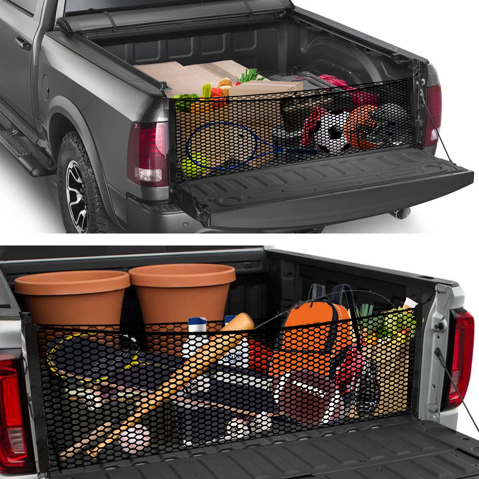 KARCOCA Truck Bed Cargo Net for Trunk Storage,Mesh Storage Cargo Trunk Organize Grocery Holder,Cargo Net for Pickup Truck Bed Automotive Cargo Nets