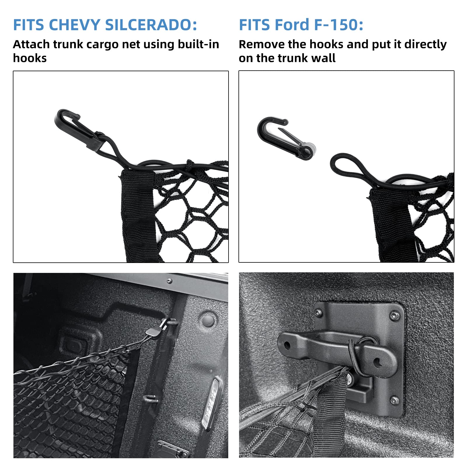 KARCOCA Truck Bed Cargo Net for Trunk Storage,Mesh Storage Cargo Trunk Organize Grocery Holder,Cargo Net for Pickup Truck Bed Automotive Cargo Nets