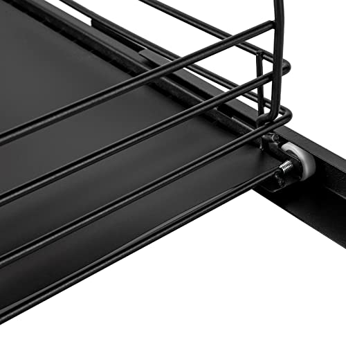 LOYALHEARTDY Pull Out Cabinet Organizer, 2 Tier Stainless Steel Under Sink Storage with Sliding Drawers Rectangular Home Organizer Shelf for Bathroom Kitchen (15.55 x 11.42 x 13.19inch, Black)
