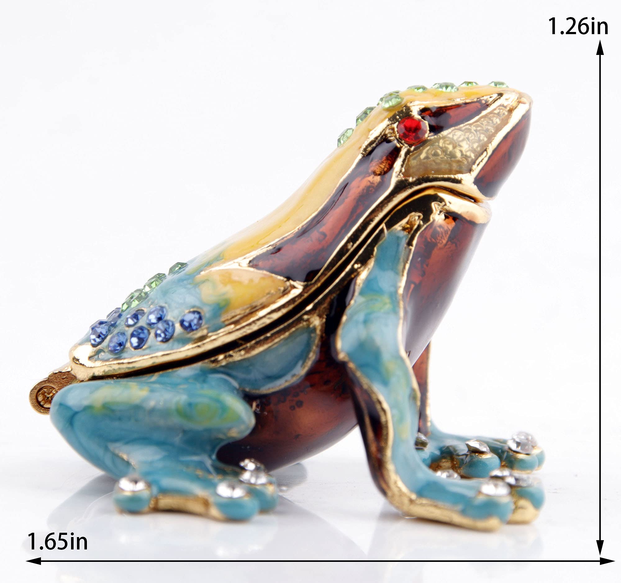 SEVENBEES Poison Dart Frogs Figurine Trinket Boxes Hinged Rainforest Animals Frog Jewelry Box Gift