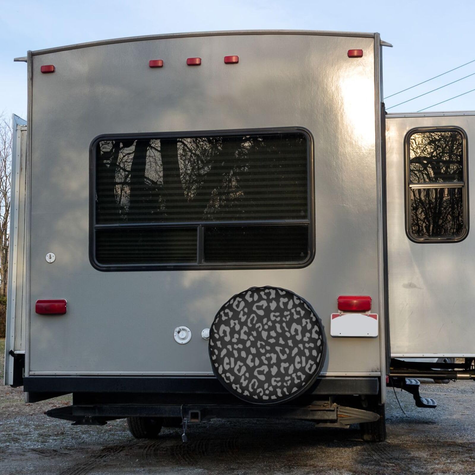Foruidea Leopard Print Spare Tire Cover Dust-Proof Wheel Tire Cover Fit Trailer, RV, SUV and Many Vehicle 17 Inch