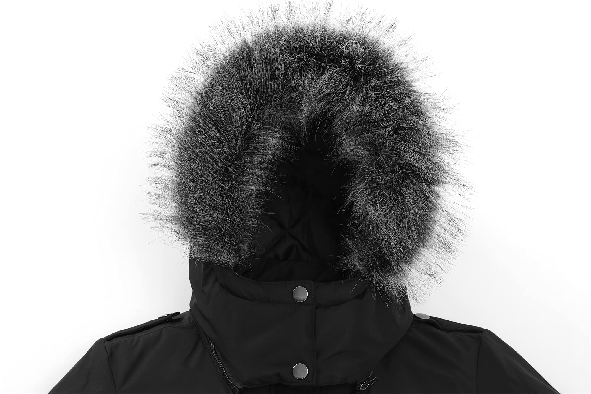 GGleaf Women's Thicken Parka Quilted Puffer Jacket Winter Coat Warm with Removable Hood Black XX-Large