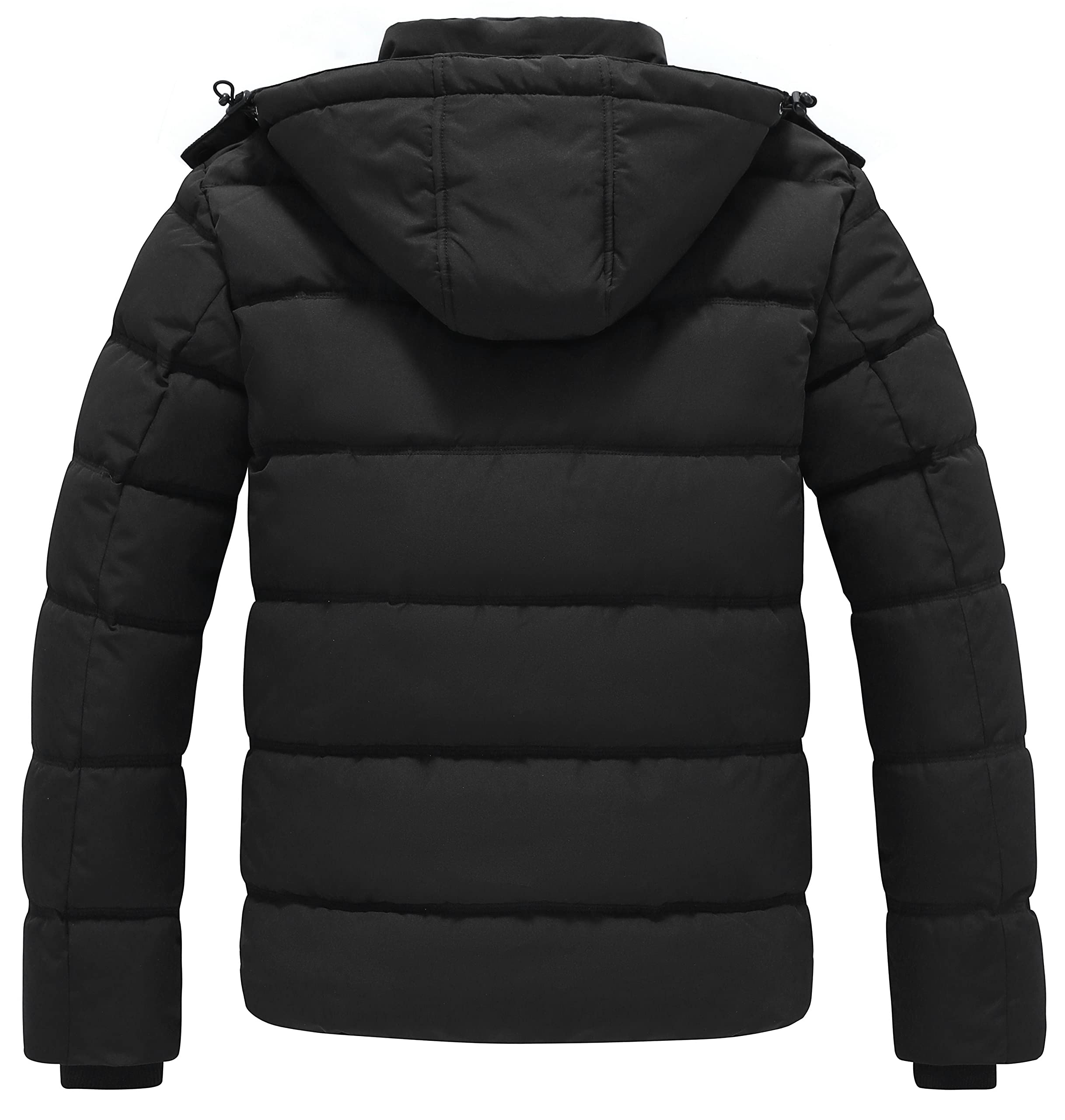 GGleaf Men's Hooded Winter Coat Warm Puffer Jacket Thicken Quilted Jacket Large Black