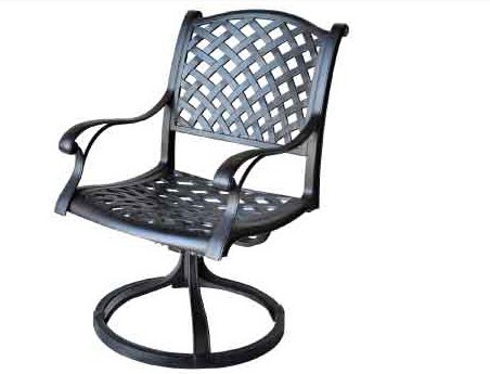 Nassau Outdoor Patio 9-pc Dining Set 64 X 64 Cast Aluminum (9-pc Set (with 8 Swivel Rocker), Premium Fabric Linen Sesame Cushions)