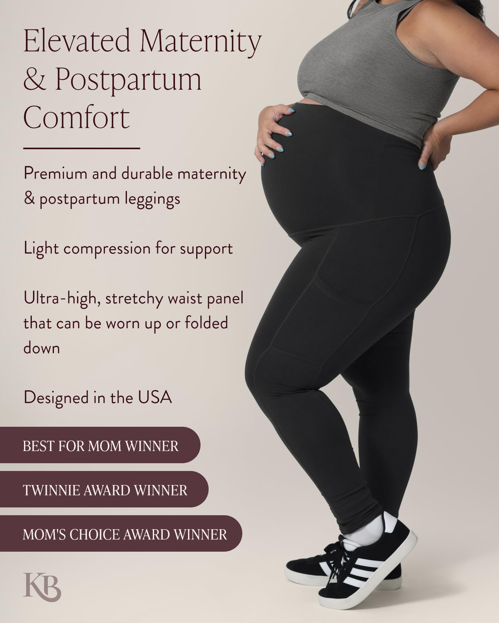Kindred Bravely Louisa Ultra High Waist Over The Bump Maternity Leggings with Pockets (Black with Pockets, X-Large)