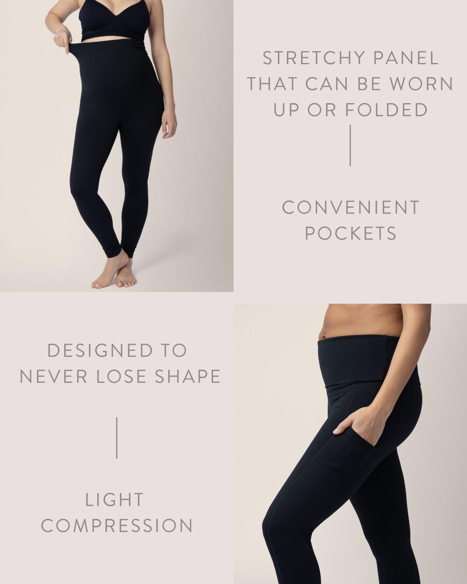 Kindred Bravely Louisa Ultra High Waist Over The Bump Maternity Leggings with Pockets (Black with Pockets, X-Large)