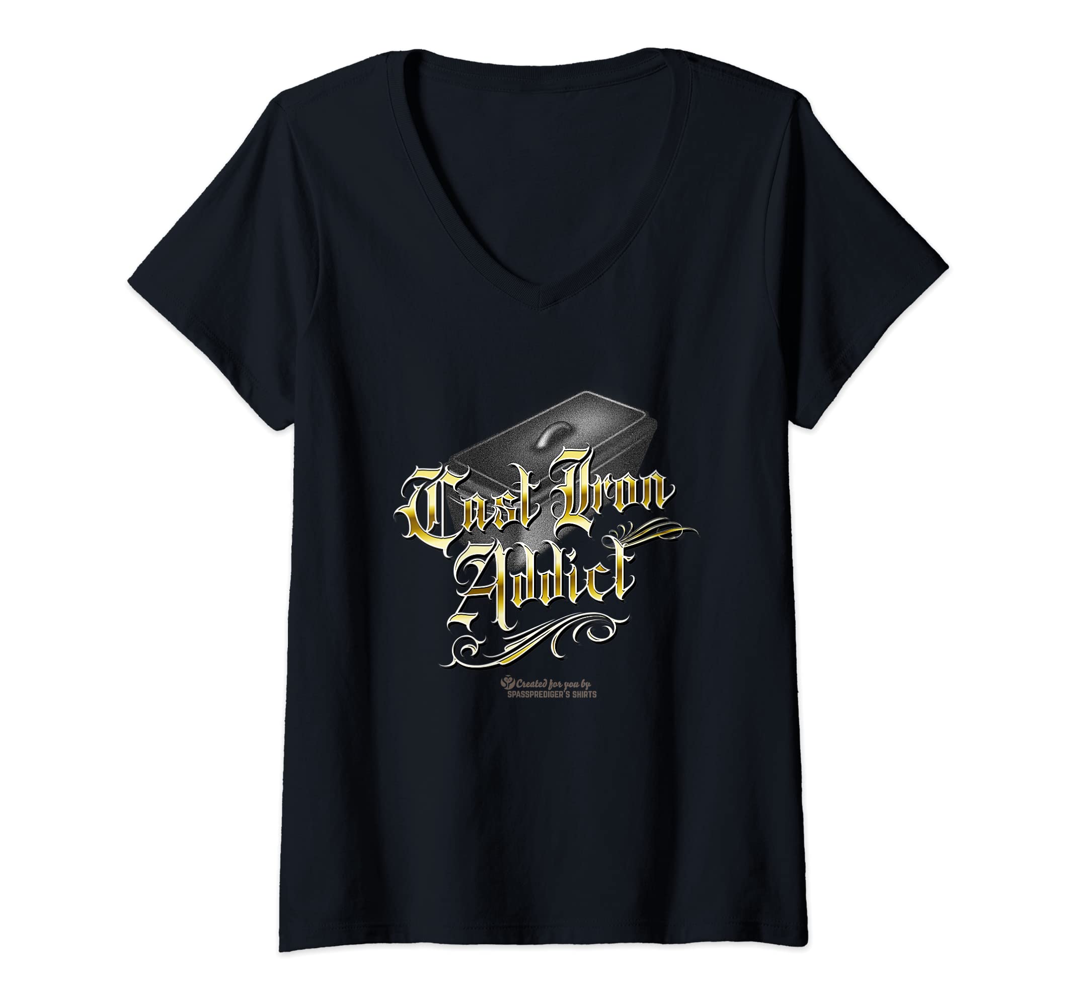 Womens Dutch Oven Cast Iron Addict Design Dutch Oven V-Neck T-Shirt
