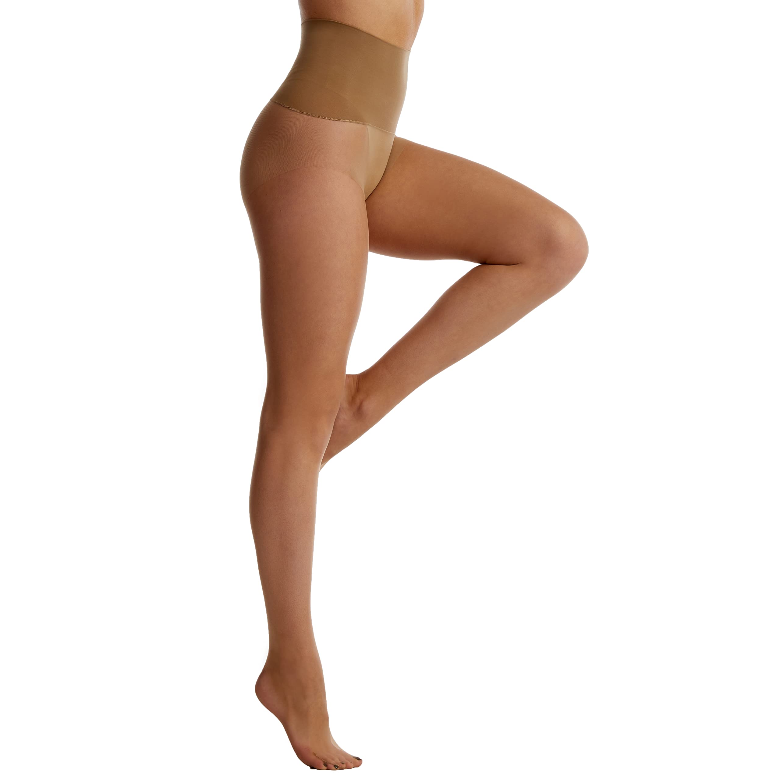 Frola Seamless Silk Stockings for Women 15 Dernier Run Resistant Control Top Sheer Tights(Light Skin,Large)