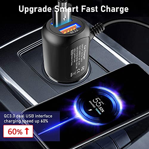 Radar Detector Power Cord,for Uniden Escort Valentine Beltronics Passport Cobra etc Radar Detector,with Dual USB QC3.0 Quick Charger(DC3.5-QC3.0)