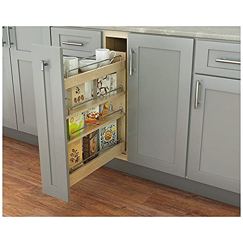 Hardware Resources 6" Dead-space Base Cabinet Filler Pullout with No Wiggle Technology to Eliminate Rocking and Sagging. End-of-Cabinet Filler space pullout White Birch