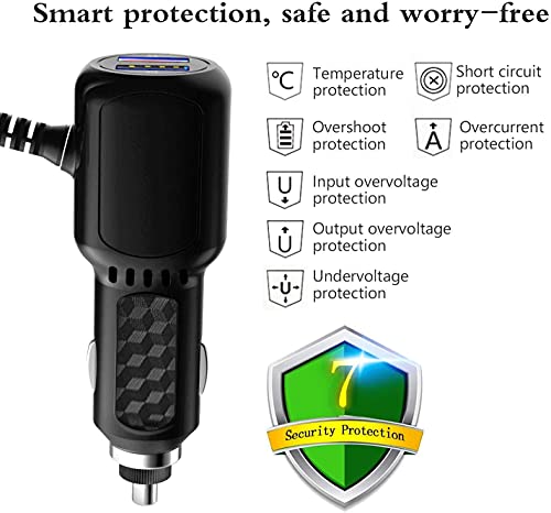 Radar Detector Power Cord,for Uniden Escort Valentine Beltronics Passport Cobra etc Radar Detector,with Dual USB QC3.0 Quick Charger(DC3.5-QC3.0)