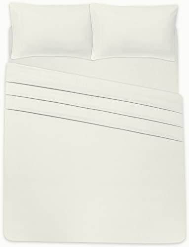 ZOYER Flannel Sheets Full Size Bed Set - Soft & Comfy Deep Pocket Cotton Flannel Bedding, Fitted Up to 16", Double Brushed Full Bed Sheets, 4 Pieces, White