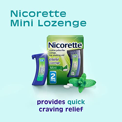 Nicorette 2 mg Mini Nicotine Lozenges to Help Quit Smoking with Behavioral Support Program, Mint Flavored, 81 Count (2 Pack)