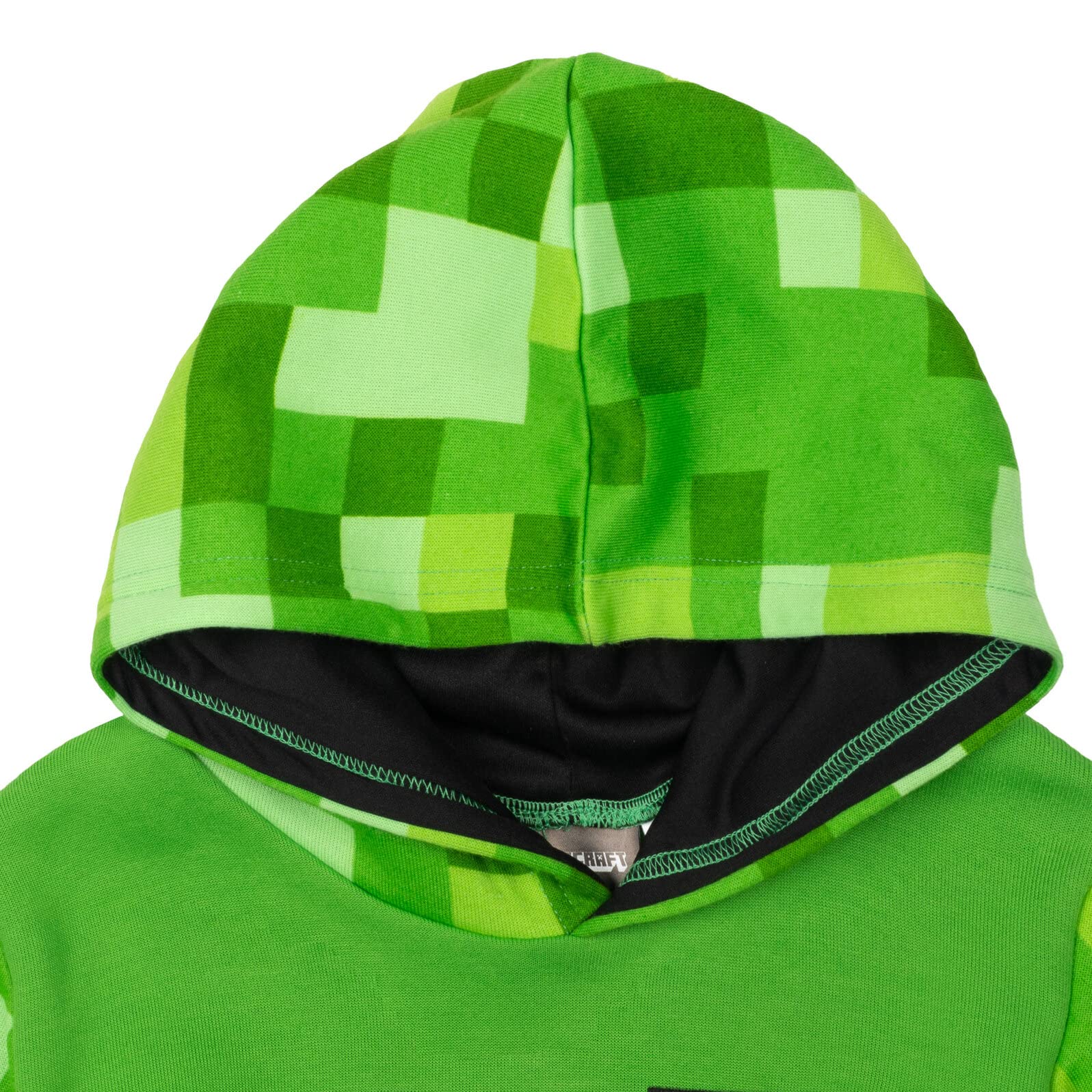 Minecraft Creeper Big Boys Fleece Raglan Hoodie & Pants Set Green/Black 10-12