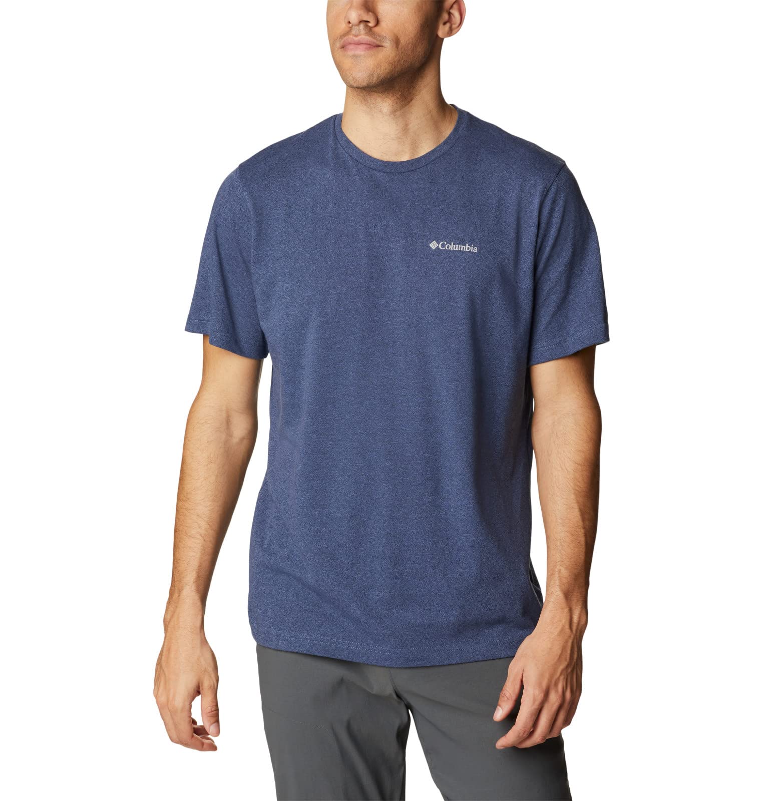 Columbia Mens Thistletown Hills Short Sleeve T-Shirt, Dark Mountain Heather, Medium