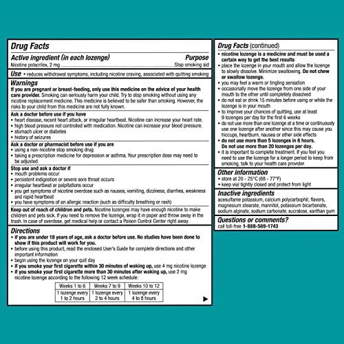 Nicorette 2 mg Mini Nicotine Lozenges to Help Quit Smoking with Behavioral Support Program, Mint Flavored, 81 Count (2 Pack)