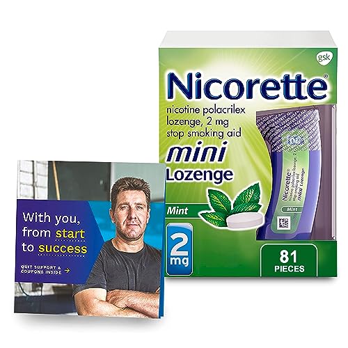Nicorette 2 mg Mini Nicotine Lozenges to Help Quit Smoking with Behavioral Support Program, Mint Flavored, 81 Count (2 Pack)