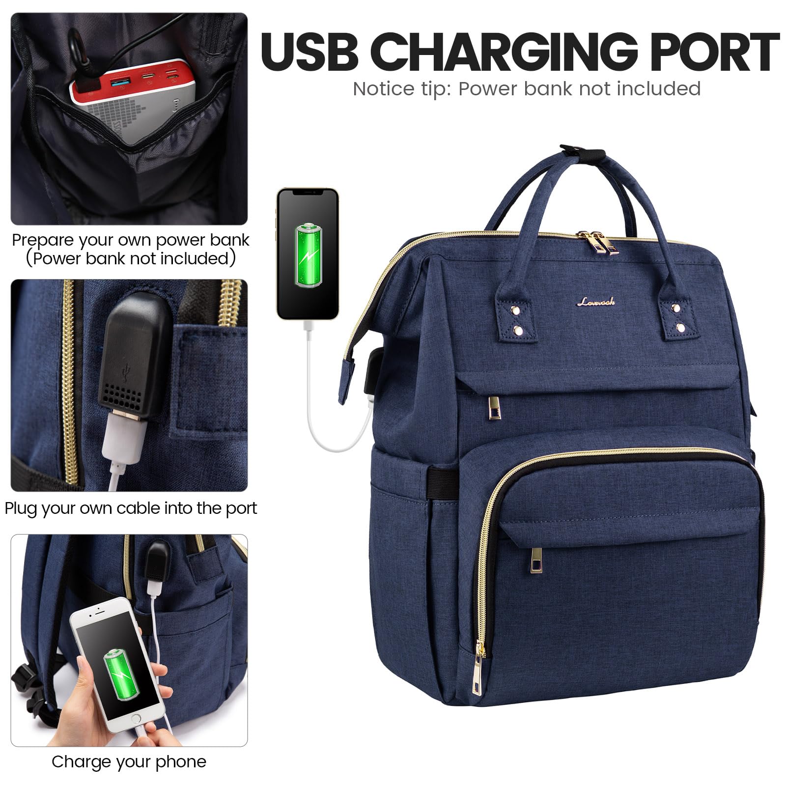 LOVEVOOK Laptop Backpack for Women Teacher Backpack Nurse Bag,Work Bag Backpack Purse Bag Anti-Theft Travel Backpack with USB Charging Port,14 Inch Backpack for College Business Casual